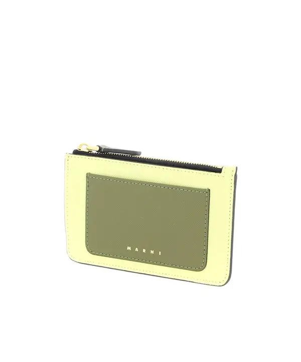 Marni Saffiano Logo Printed Card Case - Yellow