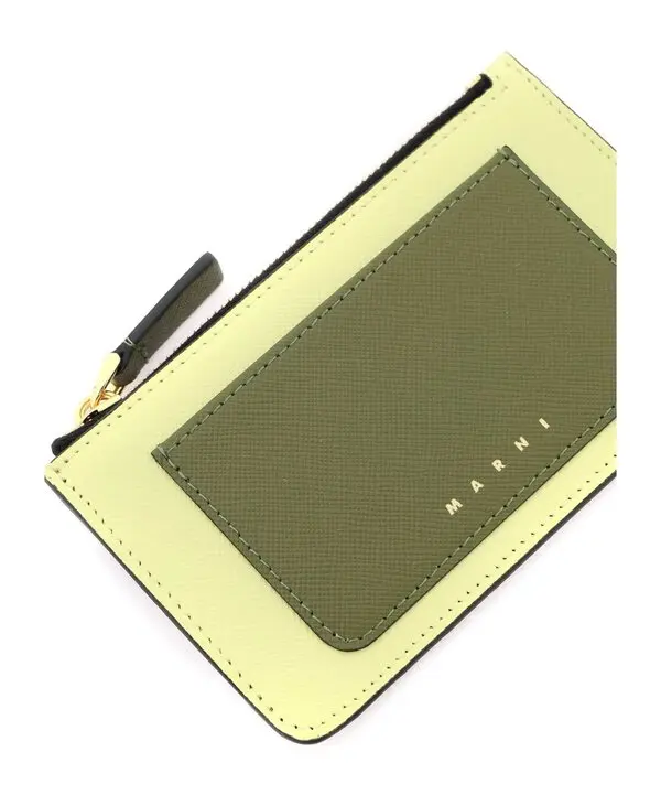 Marni Saffiano Logo Printed Card Case - Yellow