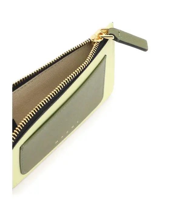 Marni Saffiano Logo Printed Card Case - Yellow