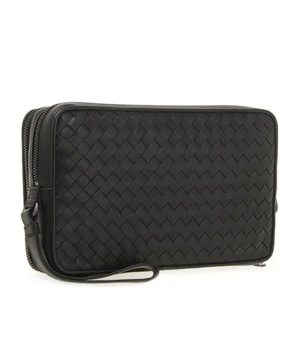 Bottega Veneta Woven Leather Clutch - Black