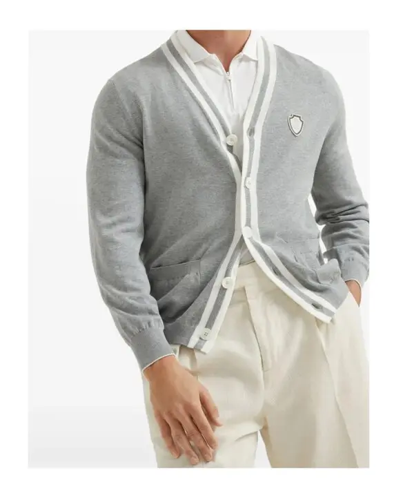 Brunello Cucinelli Cotton Cardigan With Ribbed Details