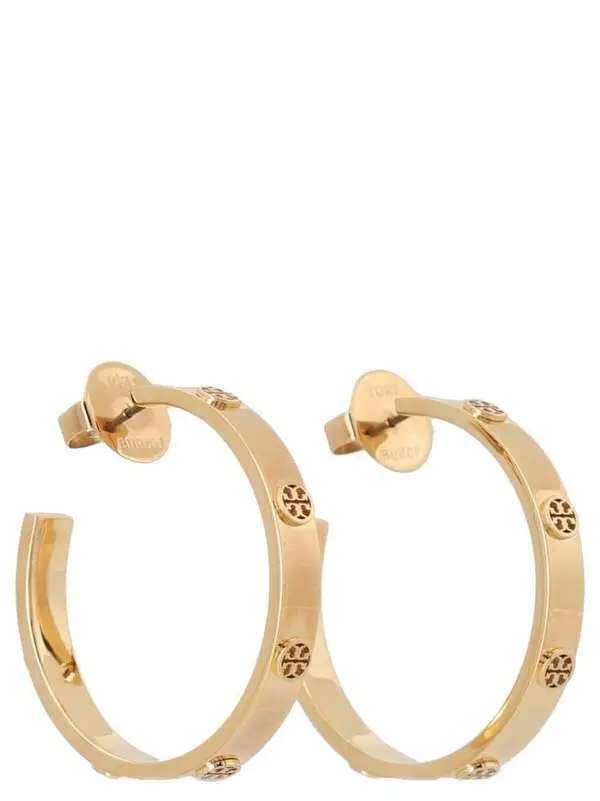 Tory Burch Miller Logo Embossed Hoop Earrings