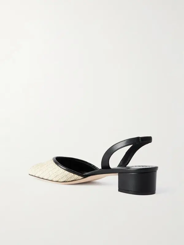 Manolo Blahnik Raffia Slingback Block Heel Sandals