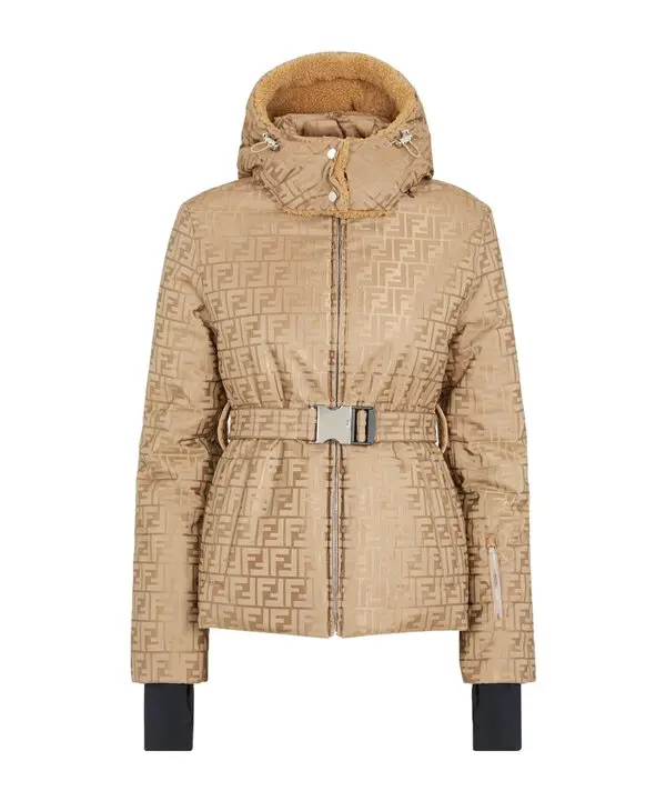 Fendi Ski Belted Monogrammed Jacket - Light Brown