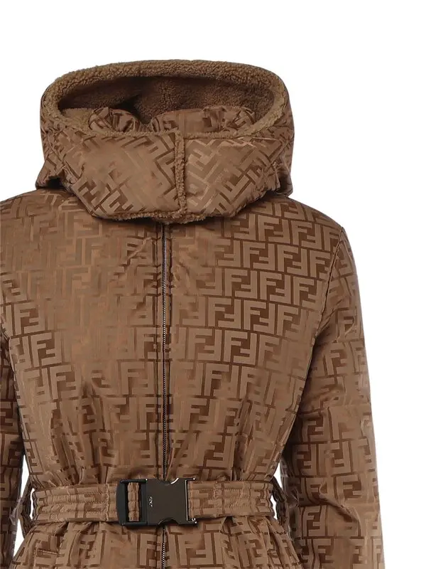 Fendi Ski Belted Monogrammed Jacket - Light Brown
