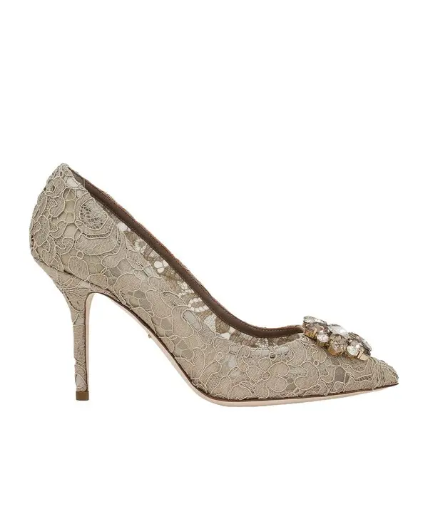Dolce & Gabbana Lace Embellished High Heel Pumps - Nude