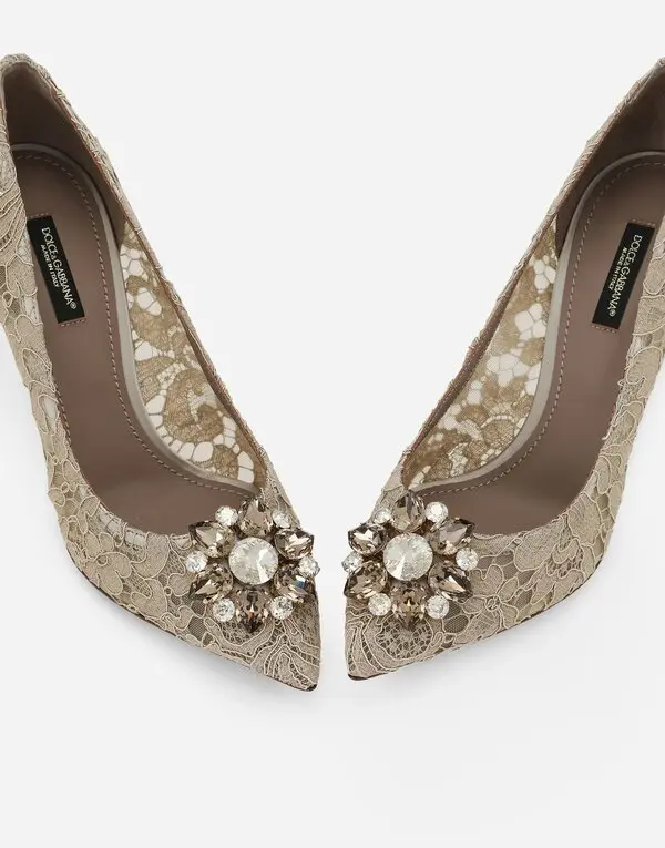 Dolce & Gabbana Lace Embellished High Heel Pumps - Nude
