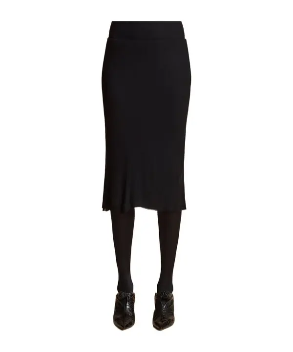 Khaite Fine-ribbed Midi Skirt With Raw Edge Hem