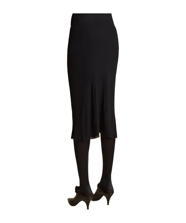 Khaite Fine-ribbed Midi Skirt With Raw Edge Hem