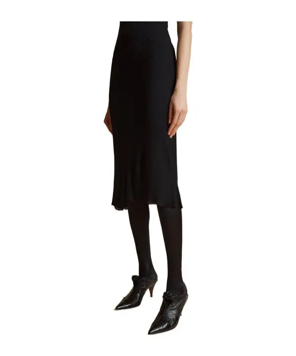 Khaite Fine-ribbed Midi Skirt With Raw Edge Hem