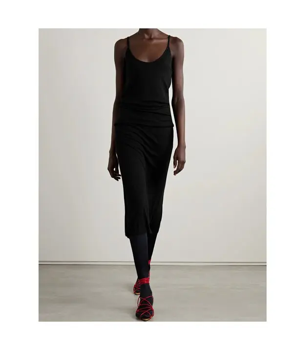 Khaite Fine-ribbed Midi Skirt With Raw Edge Hem