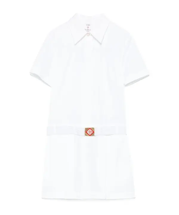 Casablanca Pleated Cotton Mini Dress - White