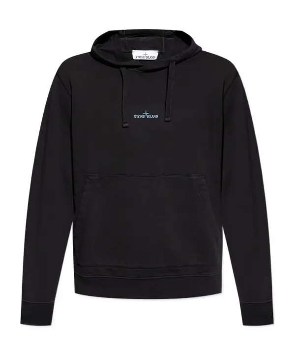 Stone Island Logo Printed Drawstring Hoodie