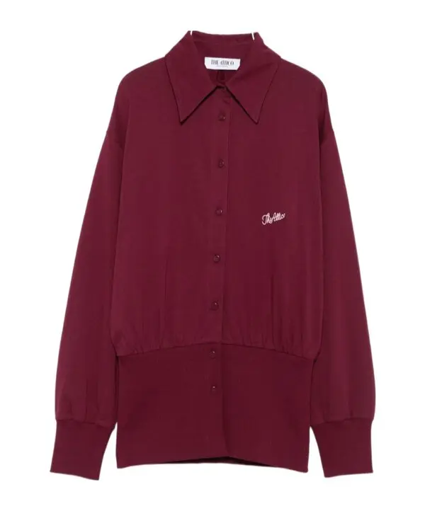 Attico Banded Hem Button-down Shirt - Red