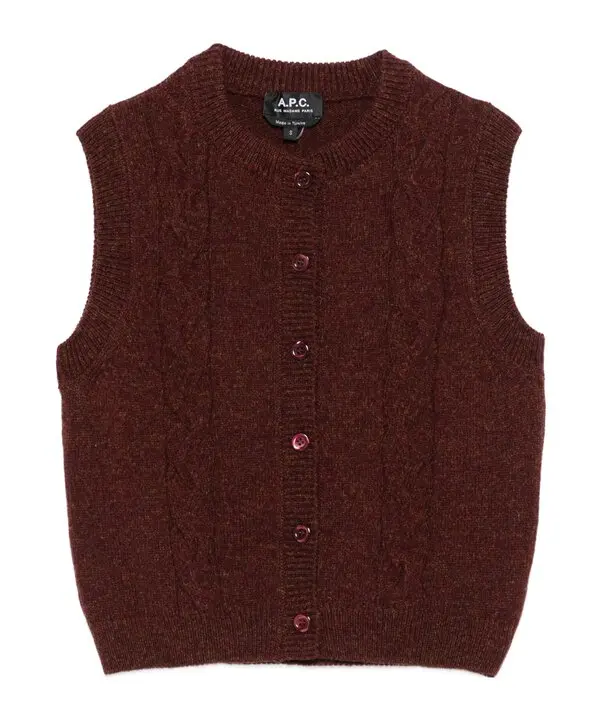 A.p.c. Cable-knit Button-front Vest - Brown