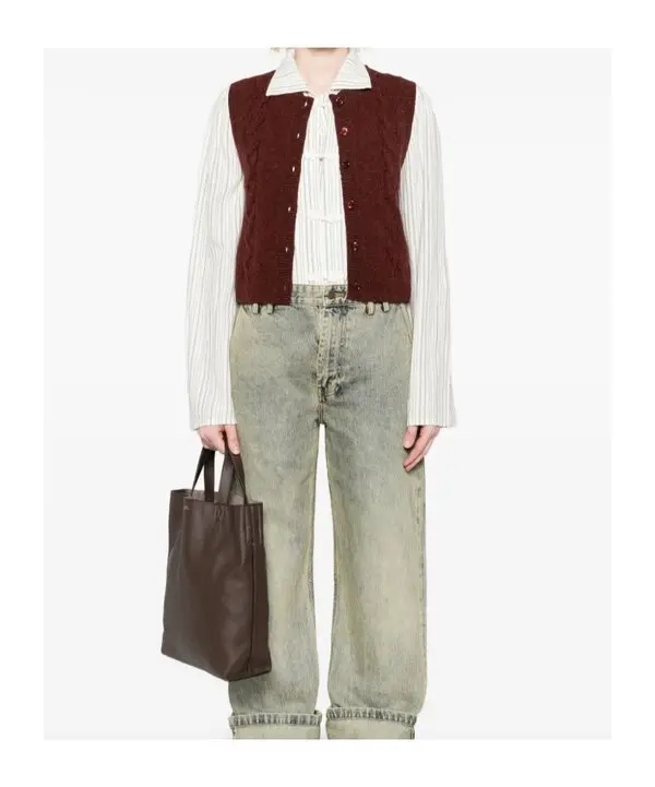A.p.c. Cable-knit Button-front Vest - Brown