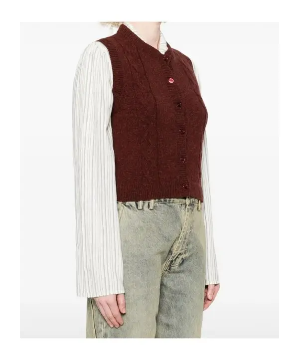 A.p.c. Cable-knit Button-front Vest - Brown