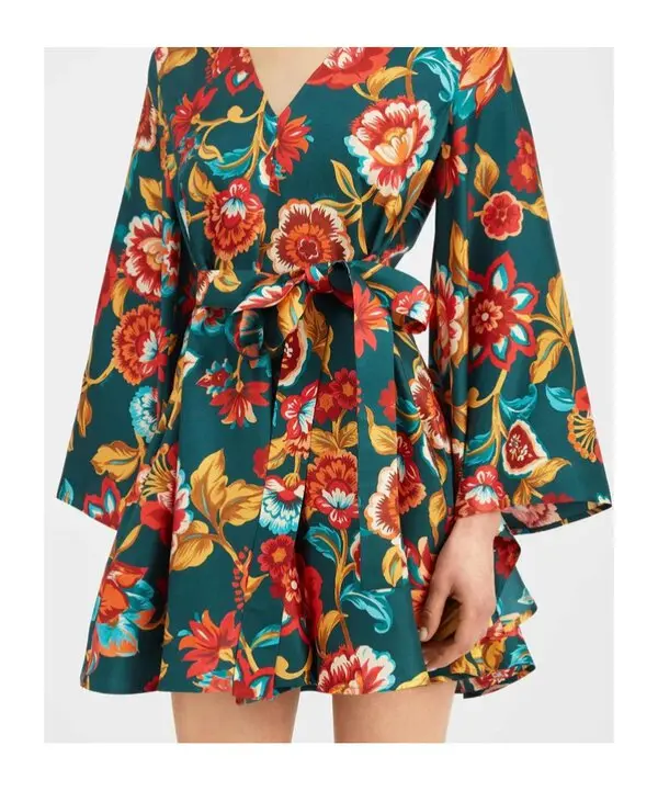 La DoubleJ Mini Magnifico Dress With Bell Sleeves And V-neck - Multicolor