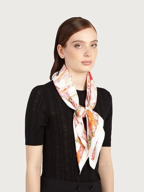 FERRAGAMO Floral-printed Finished Edge Scarf