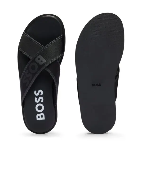 Hugo Boss Logo-print Leather Slides