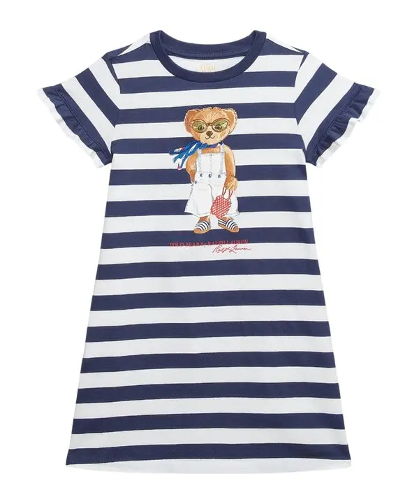 Ralph Lauren Polo Bear Striped Short Sleeve Dress - Navy