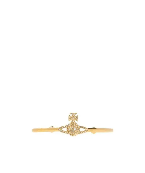 VIVIENNE WESTWOOD Gold-tone Gem Embellished Logo Bracelet - Yellow