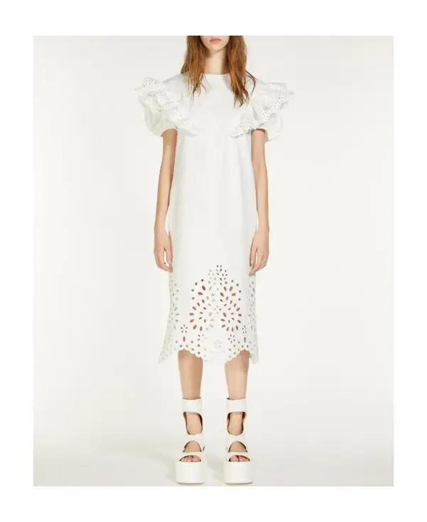 Sportmax Open-knit Midi Dress With Victorian Trim