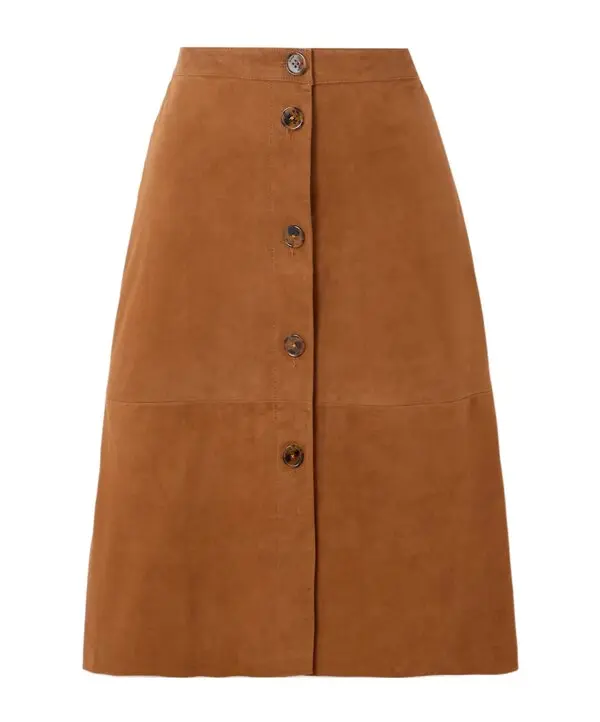 BLAZÉ MILANO Viva Appaloosa Patchwork Suede Midi Skirt - Brown