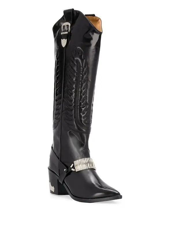 Toga Knee High Cowboy Boots With Adjustable Buckle