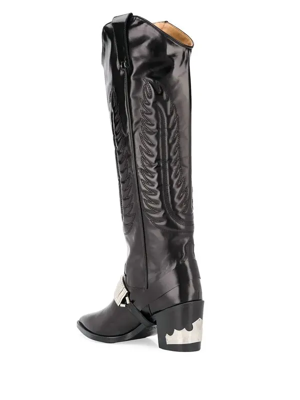 Toga Knee High Cowboy Boots With Adjustable Buckle