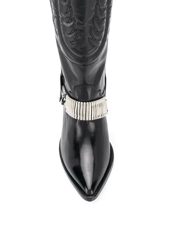 Toga Knee High Cowboy Boots With Adjustable Buckle