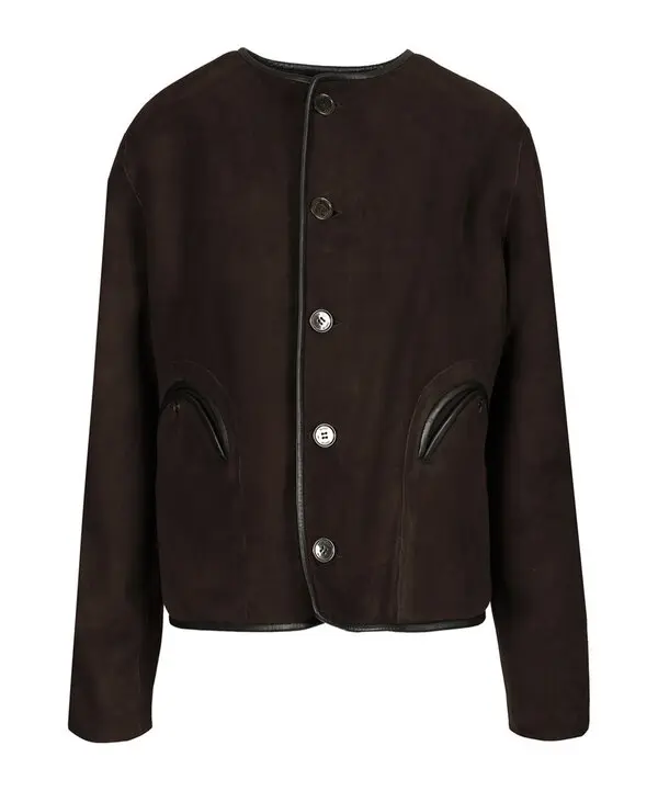 BLAZÉ MILANO Reversible Shearling Bolero Jacket - Brown