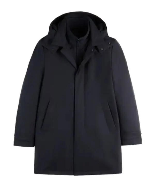 FAY Travel Stretch Jersey Coat With Zip And Snap Fastening