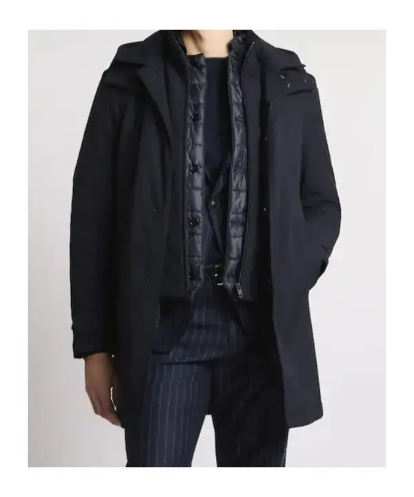 FAY Travel Stretch Jersey Coat With Zip And Snap Fastening