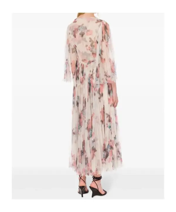 Philosophy Di Lorenzo Serafini Printed Pleated V-neck Maxi Dress