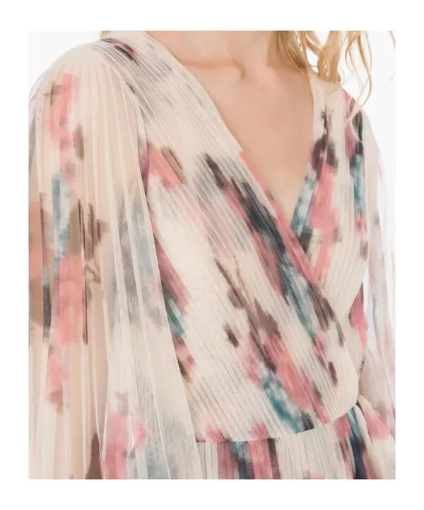 Philosophy Di Lorenzo Serafini Printed Pleated V-neck Maxi Dress