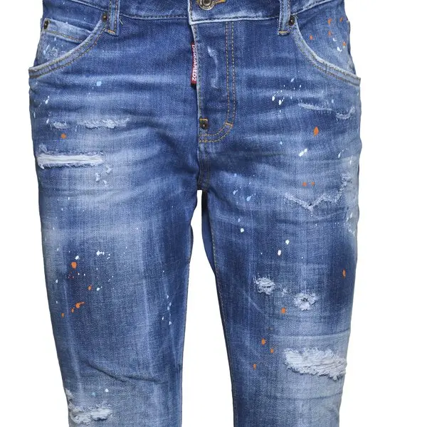Dsquared2 Medium Waist Flared Jeans With Vintage Design - Blue