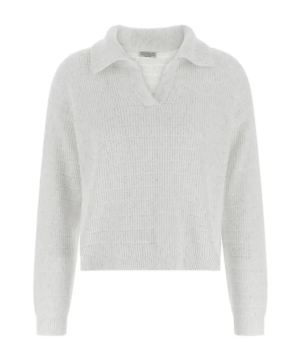 Brunello Cucinelli V-neck Knitted Polo Shirt - No