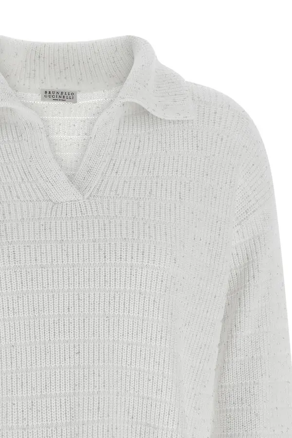 Brunello Cucinelli V-neck Knitted Polo Shirt - No