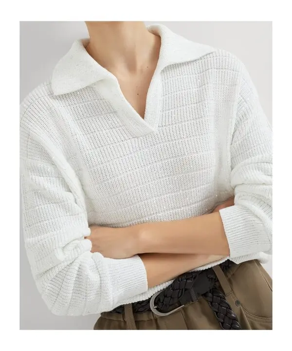 Brunello Cucinelli V-neck Knitted Polo Shirt - No