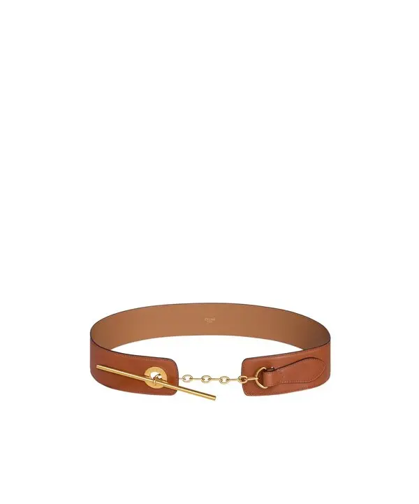 Celine Large Disc Belt In Supple Natural Calfskin - Tan