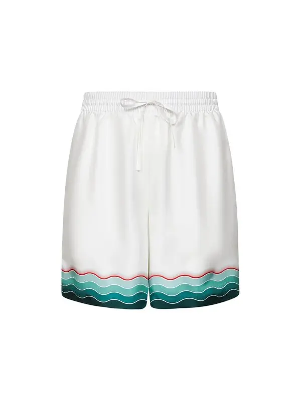 Casablanca Montagne Ondulee Satin Shorts - White