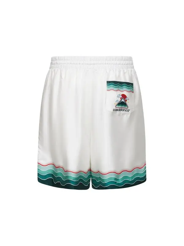 Casablanca Montagne Ondulee Satin Shorts - White