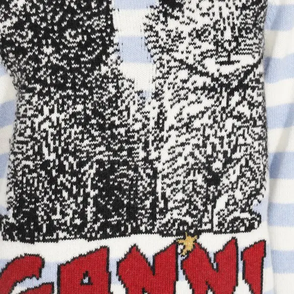 GANNI Striped Graphic Cat Jumper