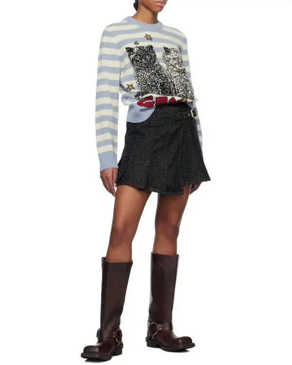 GANNI Striped Graphic Cat Jumper