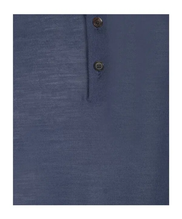 Zegna Long Sleeved Knitted Polo Shirt - Blue