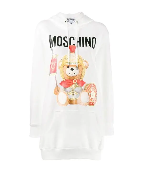 Moschino Teddy Bear Print Hooded Sweater - White