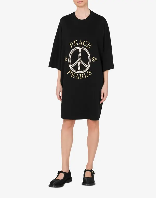 Moschino Print Cotton Dress With Pearl Embellishments