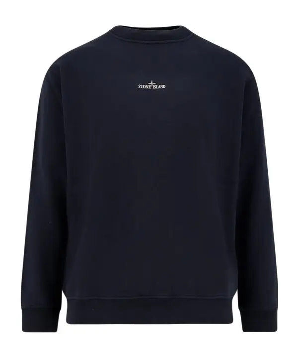 Stone Island Logo Printed Crewneck Sweatshirt - Blue