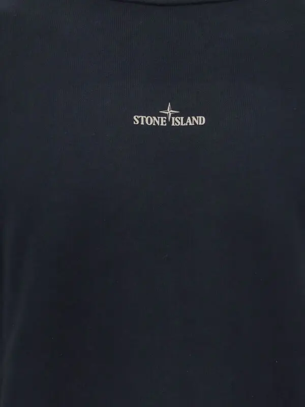 Stone Island Crewneck Sweatshirt With Logo Print - Blue